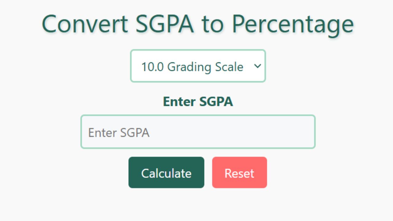 SGPA To Percentage Calculator - CGPA To Percentage