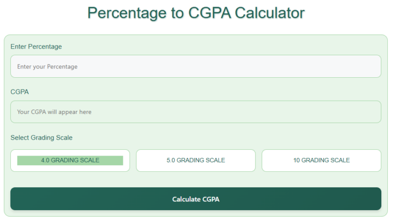 Percentage To CGPA Calculator - Best Grade Calculator